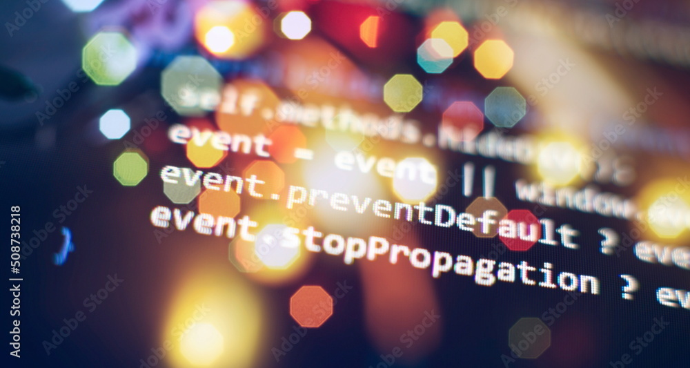 IT business. Python code computer screen. Mobile application design ...