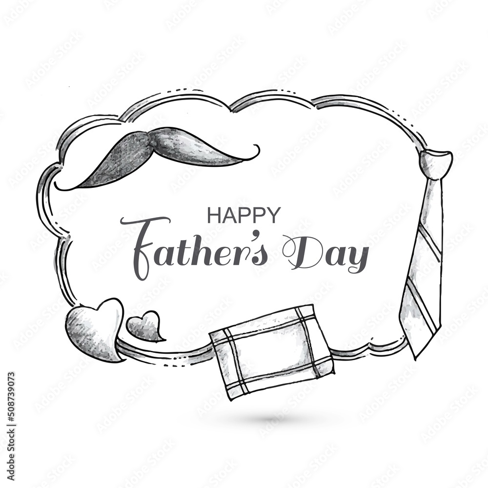 Hand draw sketch happy fathers day card background Stock Vector | Adobe ...