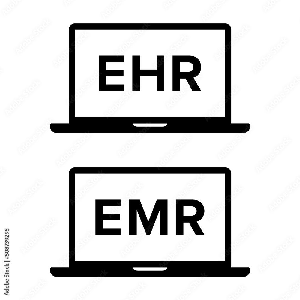 EHR - electronic health records & EMR - electronic medical records set ...