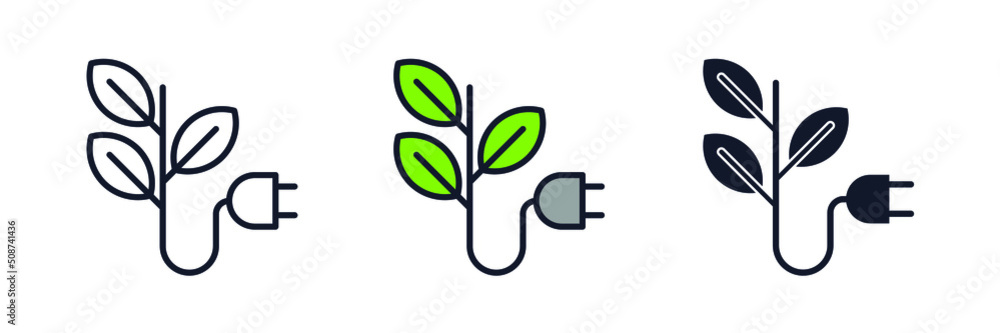 Eco plug. Eco power icon symbol template for graphic and web design ...
