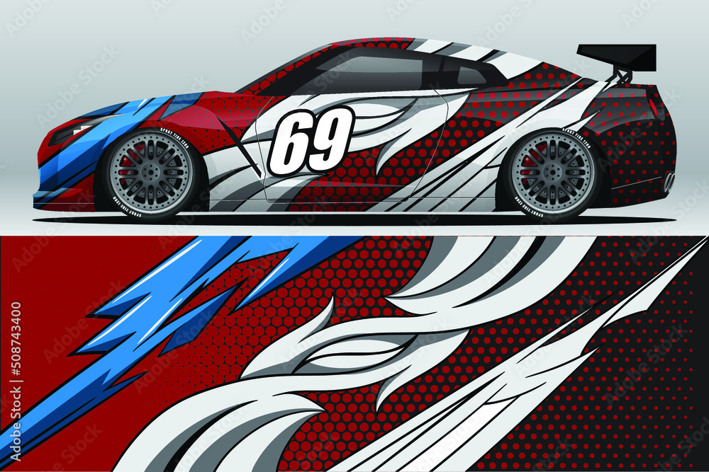 Abstract Race car wrap sticker design and sports background for daily ...