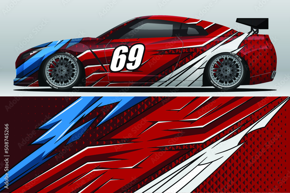Abstract Race car wrap sticker design and sports background for daily ...
