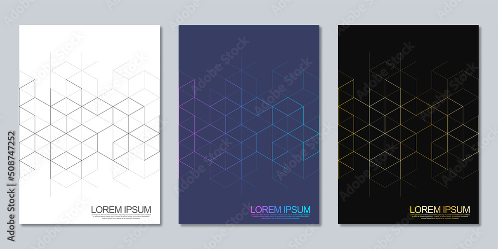 Abstract geometric covers and brochures with isometric vector blocks ...