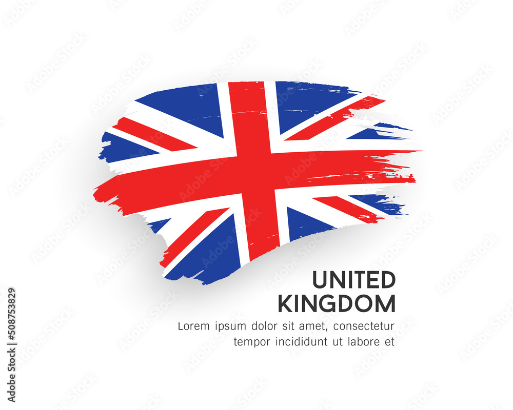 Flag of united kingdom, brush stroke design isolated on white ...