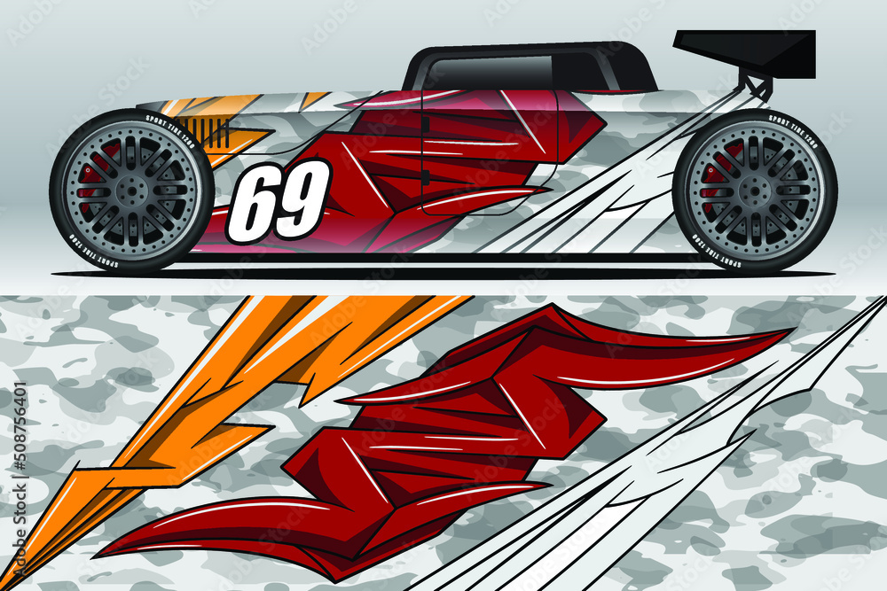Abstract Race car wrap sticker design and sports background for daily ...
