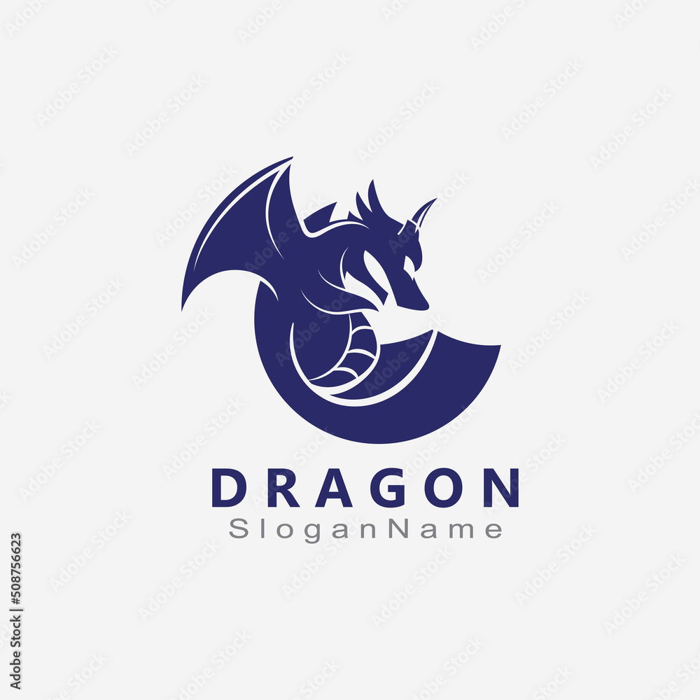 Dragon Logo Design Minimalist unique vector template Stock Vector ...