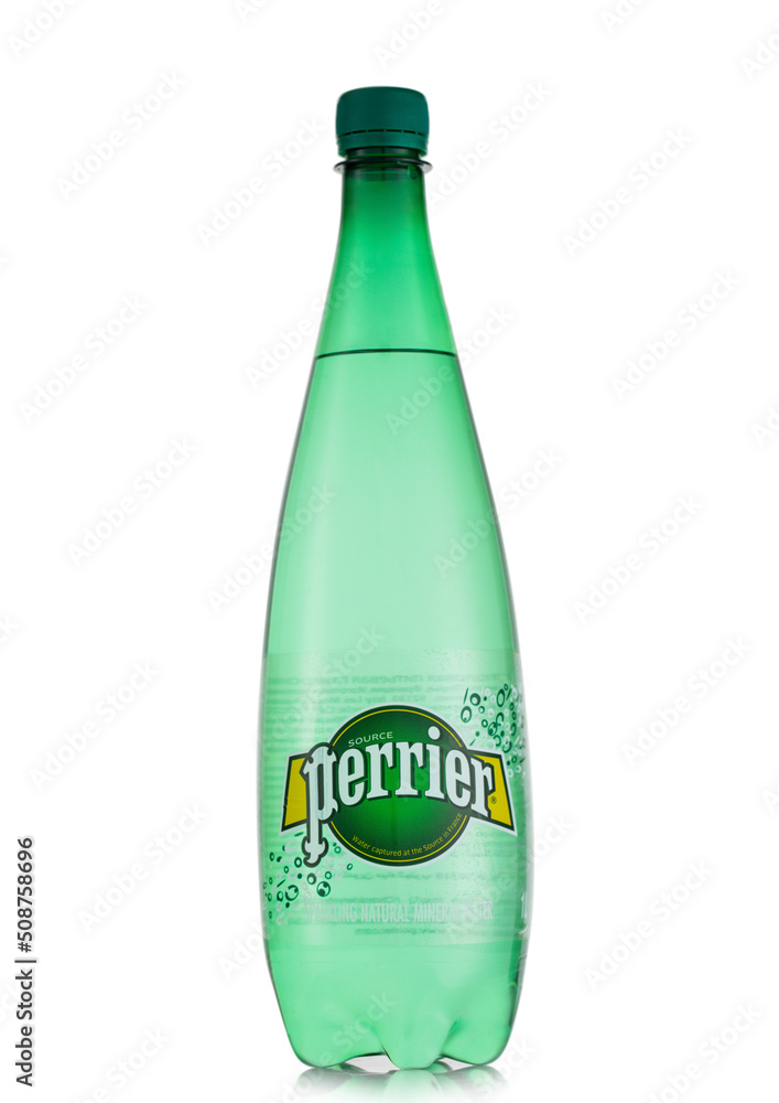 LONDON,UK - MAY 14, 2022: Perrier mineral carbonated water in large ...