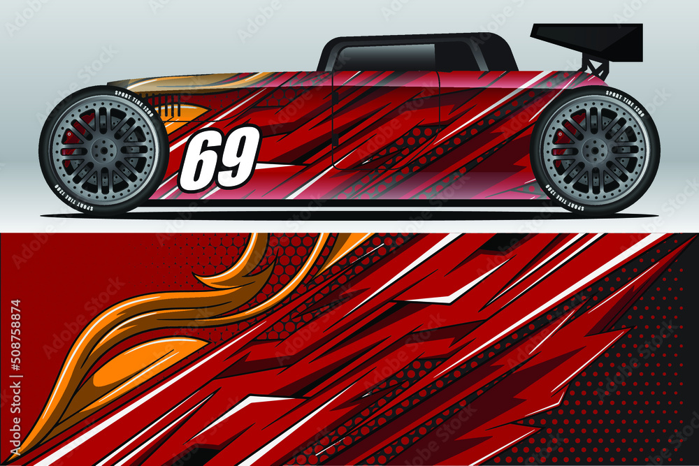 Abstract Race car wrap sticker design and sports background for daily ...