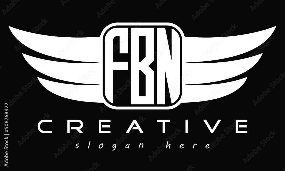 FBN three Letter Wings Flying Initial wing symbol minimalist creative ...