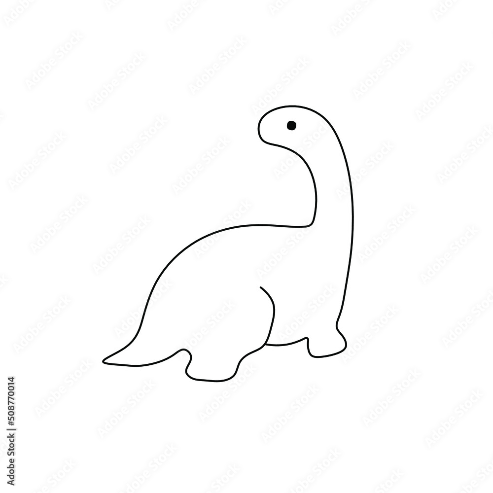 Vector isolated cute cartoon tiny brontosaurus dinosaur with long neck ...