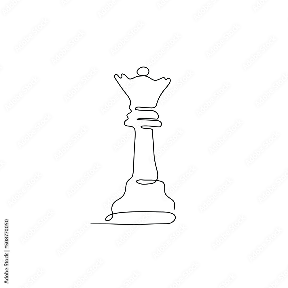 Vector isolated chess piece queen one line single line art drawing ...