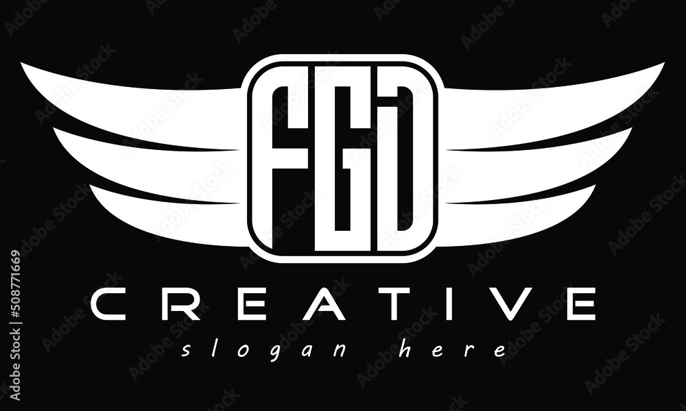 FGD three Letter wing symbol minimalist modern font creative concept ...