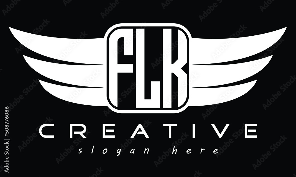 Vetor de FLK three Letter Wings Flying Initial wing symbol minimalist ...