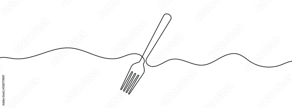 Fork line background. One continuous line drawing of fork. Vector ...