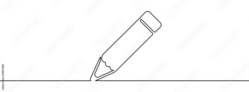 Continuous line drawing of pencil icon. Pencil linear icon. One line ...