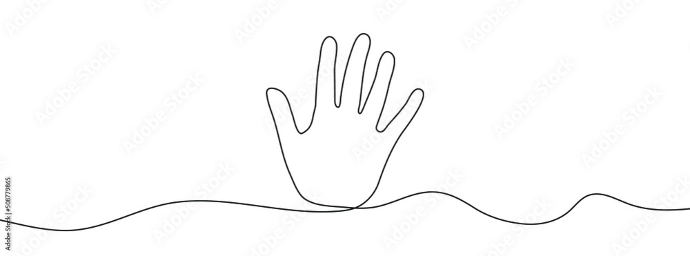 Continuous line drawing of hand. Hand linear icon. One line drawing ...