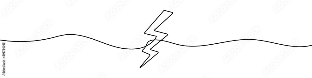 Continuous line drawing of lightning. Lightning line icon. One line ...