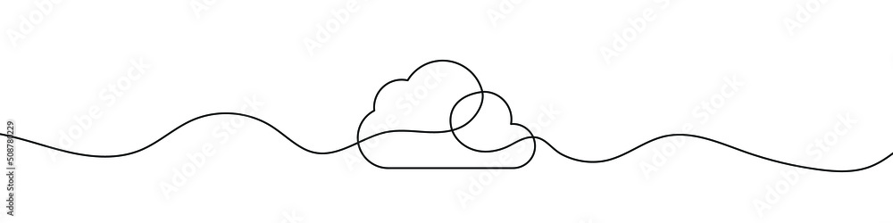 Continuous line drawing of cloud. Cloud linear icon. One line drawing ...