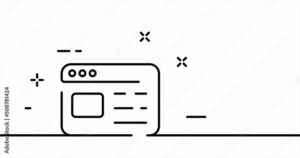 One line drawing, solid line internet. One line drawing animation of ...