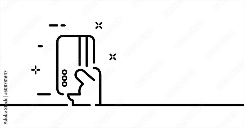 Continuous line art drawing of bank card. Single line drawing, solid ...