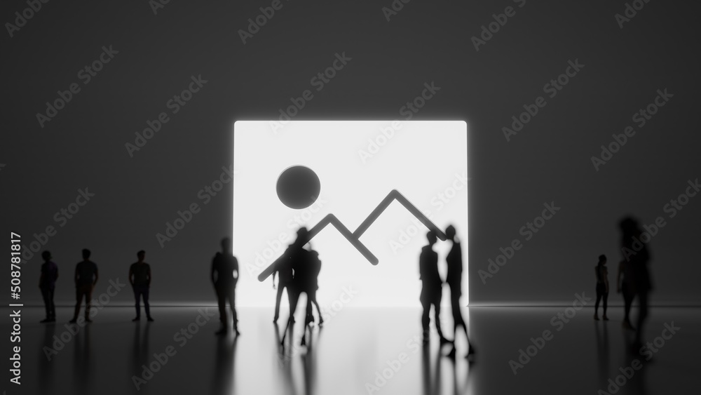 3d rendering people in front of symbol of picture on background Stock ...