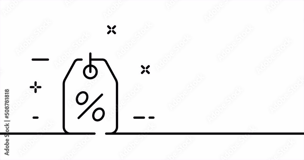 Single line drawing, solid line shop. One line drawing animation of tag ...