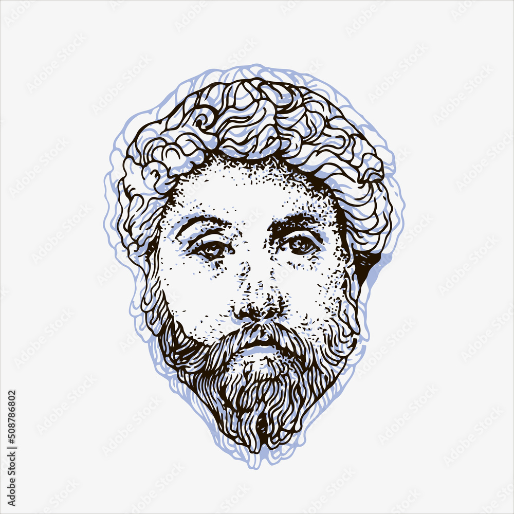 Vector graphic portrait of Marcus Aurelius. Roman emperor, philosopher ...