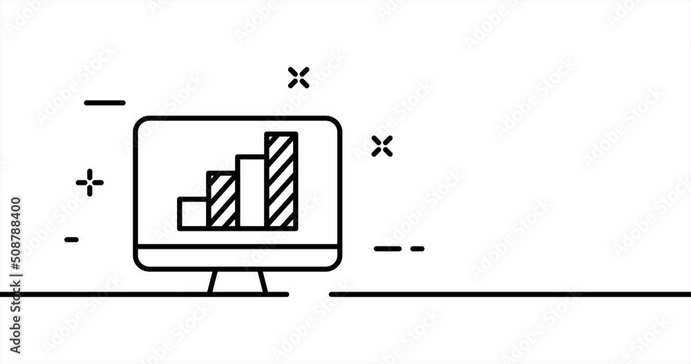Computer with bar chart. Diagram, statistics, statistical data ...