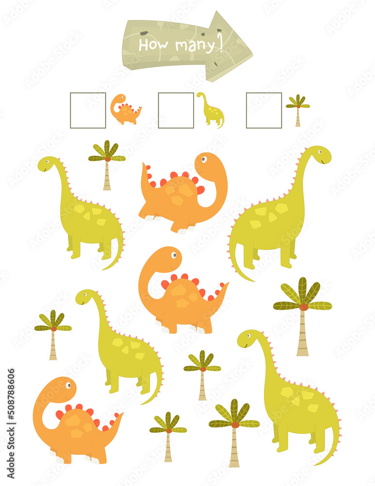 Dinosaur Activities for Kids. How Many. Count the Number of Dinosaurs ...