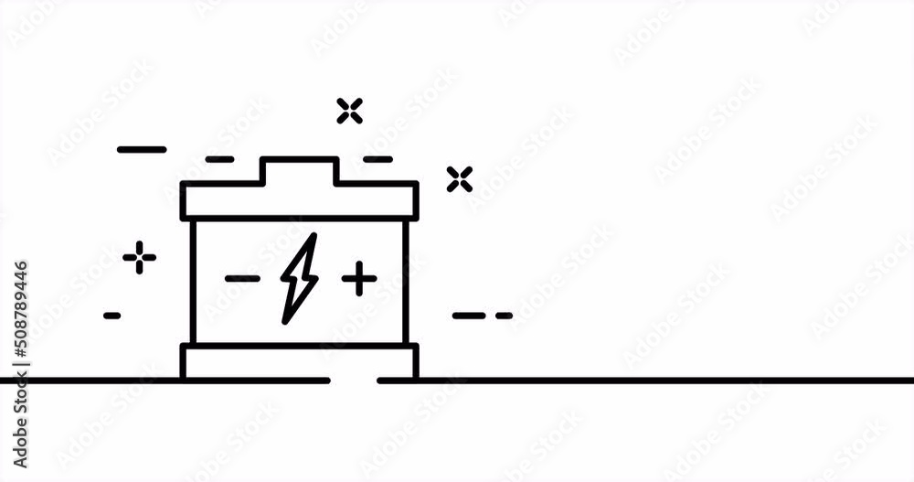 Accumulator with lightning. Battery, energy, plus, minus, poles ...