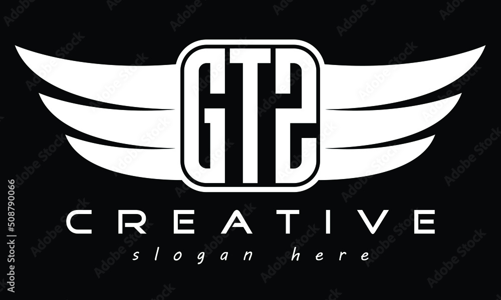 GTZ three Letter Wings Flying Initial wing symbol minimalist creative ...