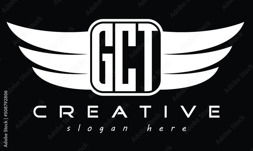 Vetor de GCT three Letter wing symbol minimalist creative concept icon ...