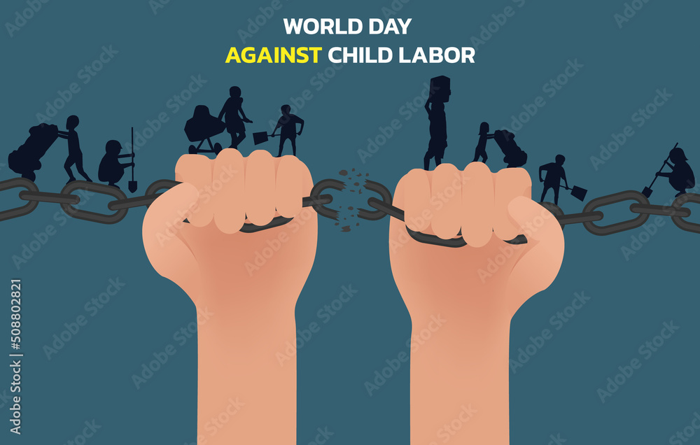 World day against child labour,stop child labour in world. Stock Vector ...