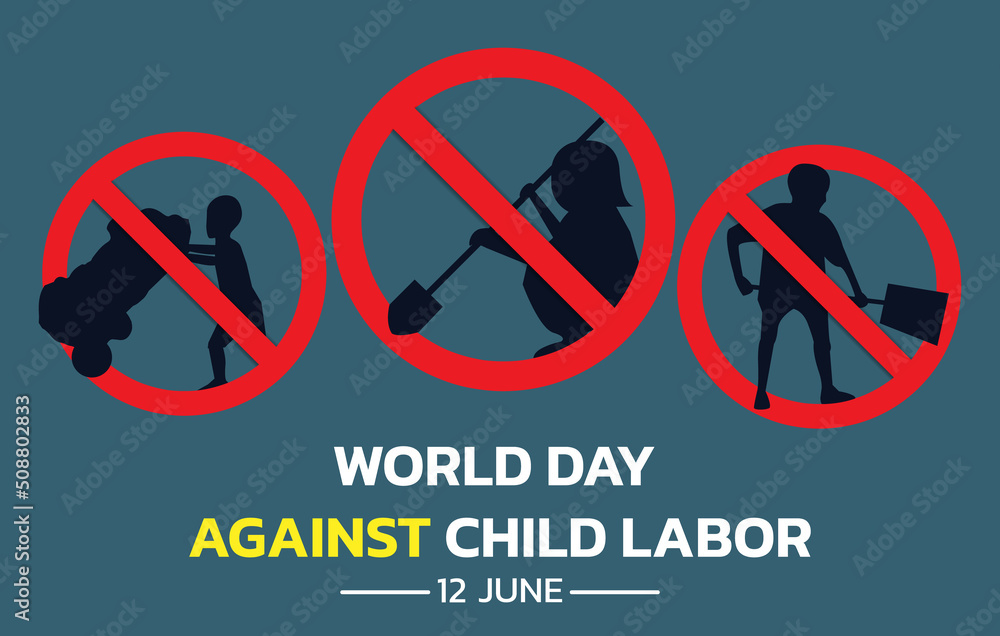 World day against child labour,stop child labour in world. Stock Vector ...