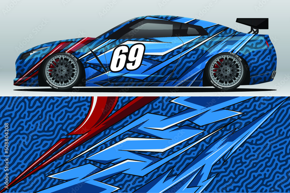 Abstract Race car wrap sticker design and sports background for daily ...