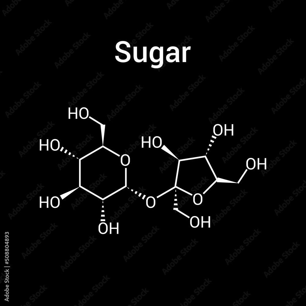 chemical structure of Sugar (C12H22O11) Stock Vector | Adobe Stock