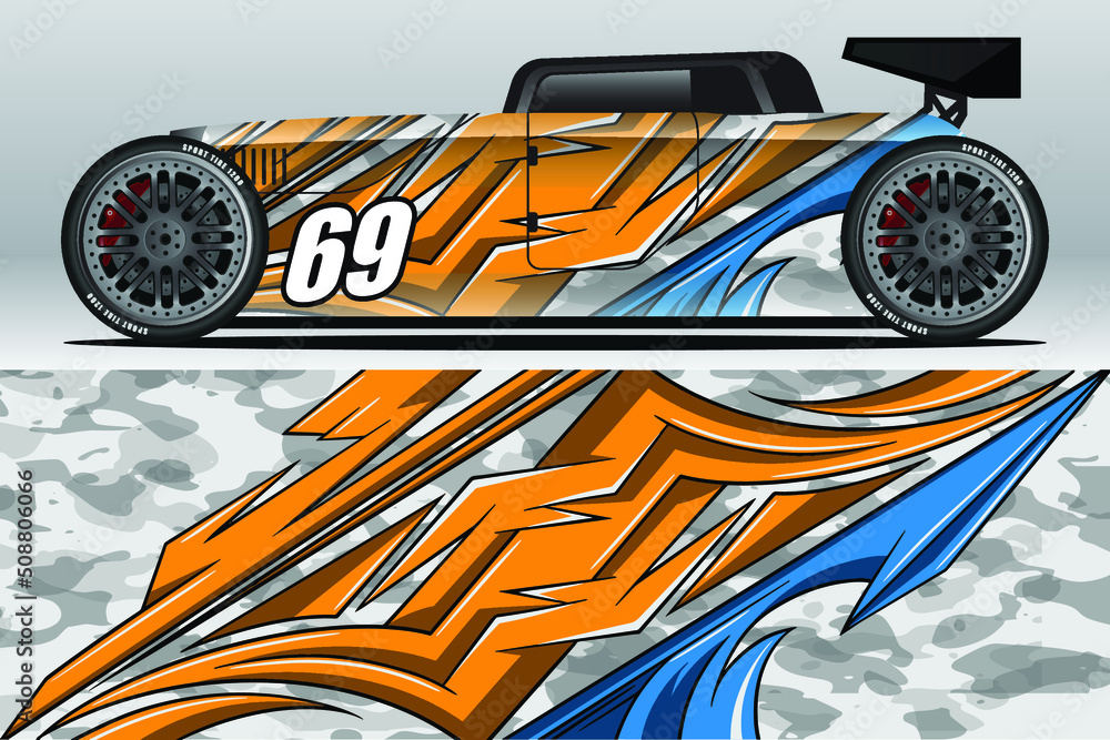 Abstract Race car wrap sticker design and sports background for daily ...