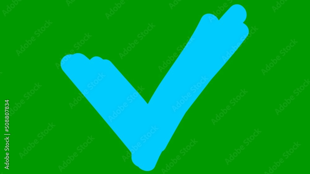 Animated blue icon of check mark drawn with marker. Hand drawn symbol ...