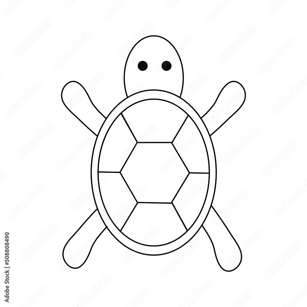 Cartoon turtle black white outline stock illustration Stock Vector ...
