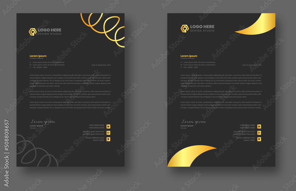 Vecteur Stock golden color luxury letterhead. corporate modern business ...