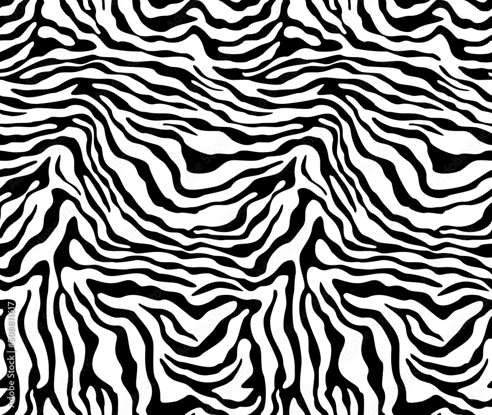 Zebra Print Seamless Vector Black And White Pattern Trendy Animal Skin