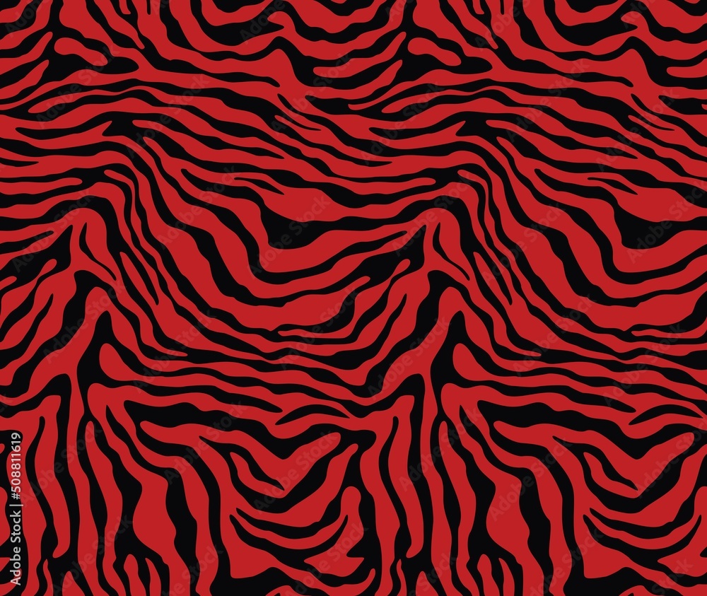 Red zebra print vector image seamless texture for textile. Stock Vector ...