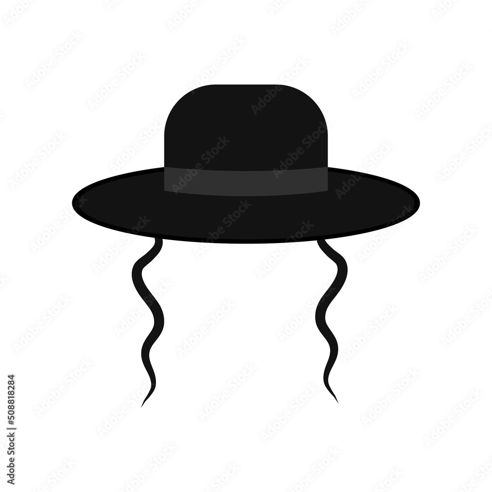 Isolated jewish rabbi hat on a white background, Vector illustration ...