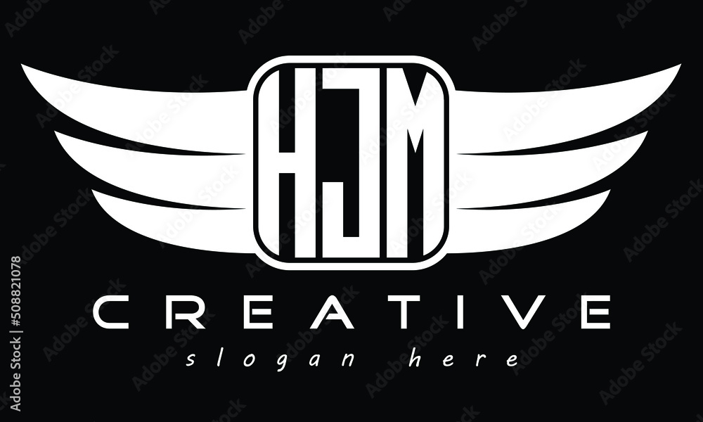 HJM three Letter Wings Flying Initial wing symbol minimalist creative ...