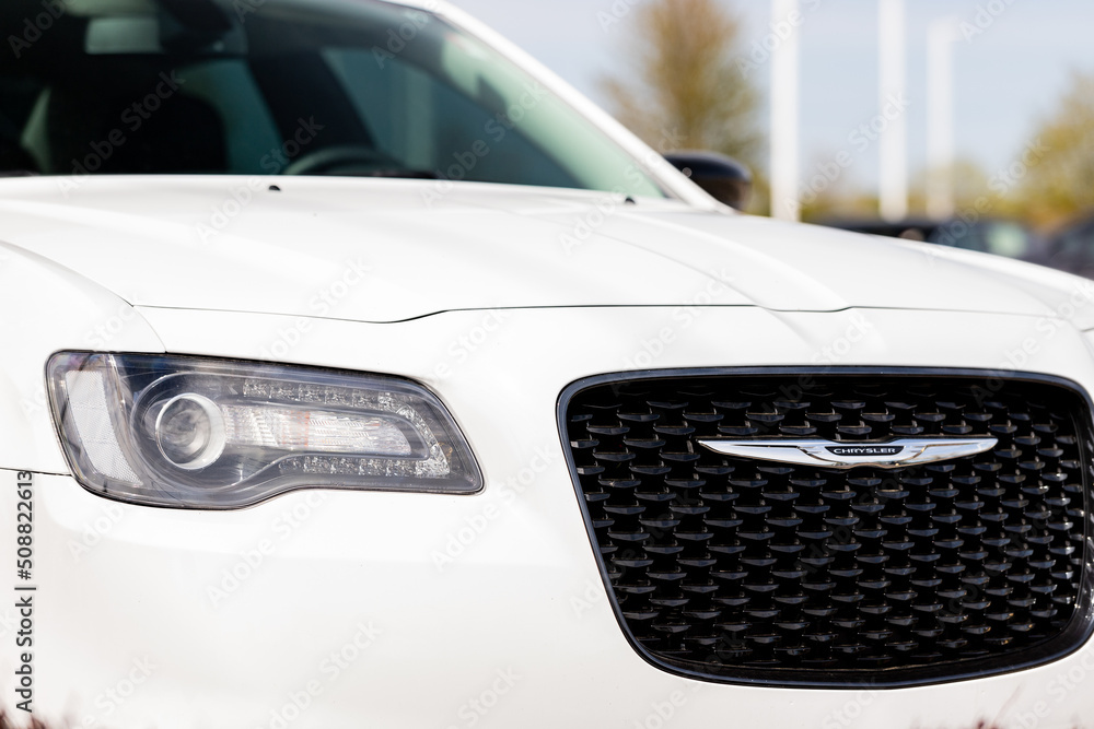 JOLIET, IL, USA - APRIL 28, 2019: The front end of a white 2018 ...