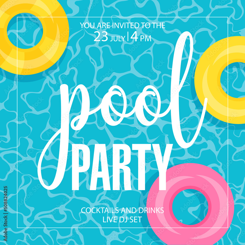 Pool party poster design for summer holiday or weekend event. Vector ...