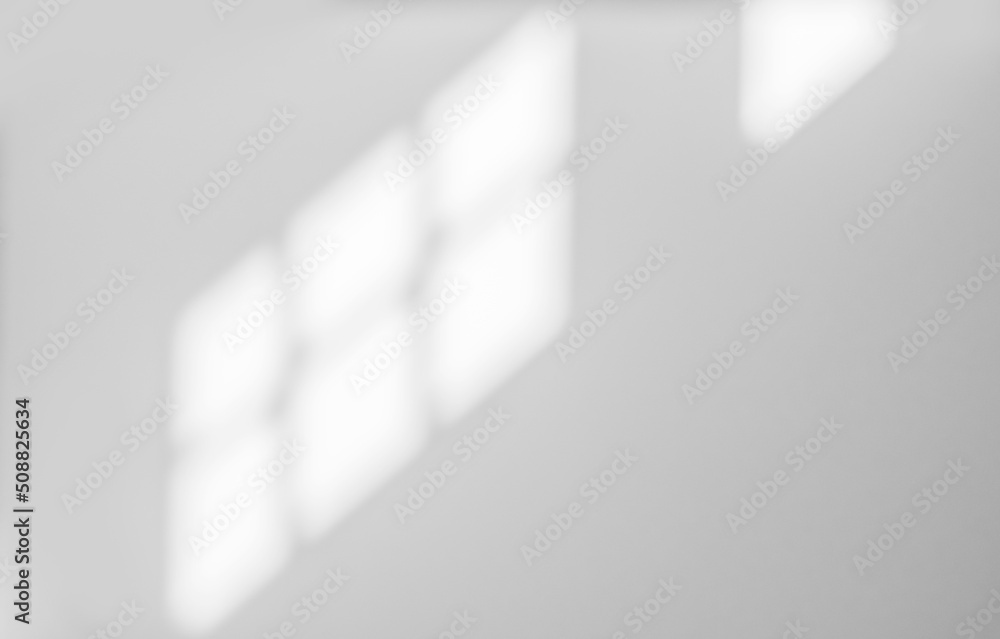 Gray window shadow and light blur abstract background on white wall ...
