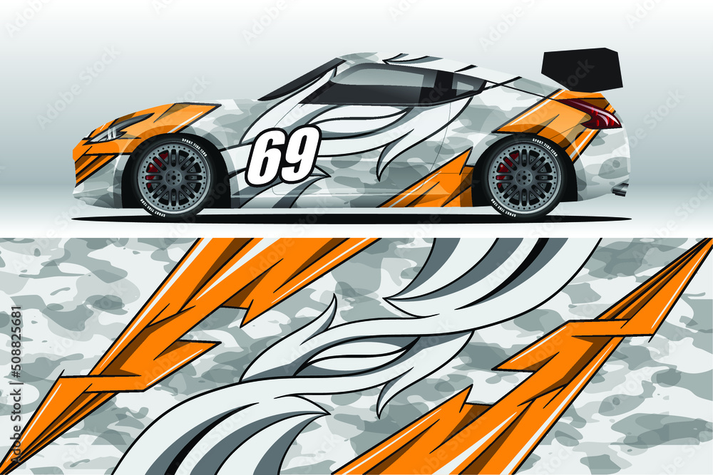 Abstract Race car wrap sticker design and sports background for daily ...