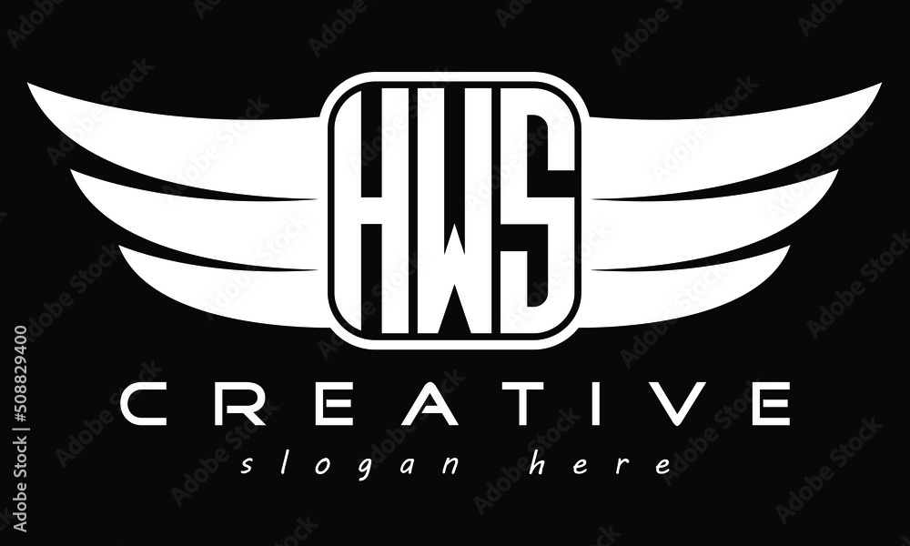 Vetor de HWS three Letter Wings Flying Initial wing symbol minimalist ...