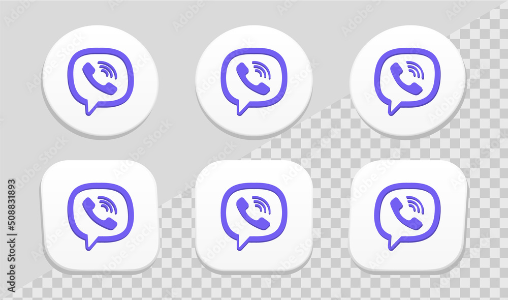 3d viber logo icon in round white circle and square frame. social media 3d icons. social network ...